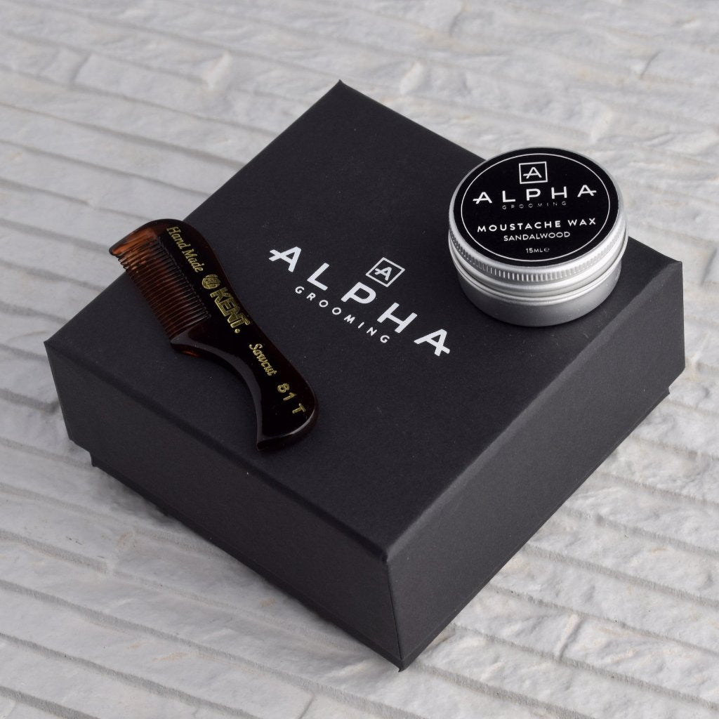 Alpha Grooming Moustache Wax & Comb Gift Set
